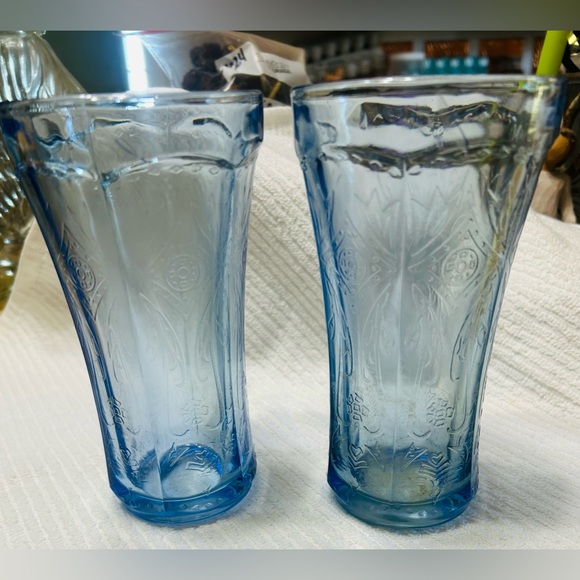 Federal Glass | Dining | Vintage Federal Glass Tumblers Madrid Blue ...